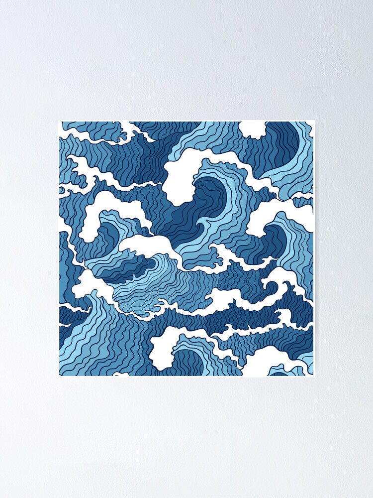 "The Great Wave Blue Pattern" Poster for Sale by IllustrT | Redbubble