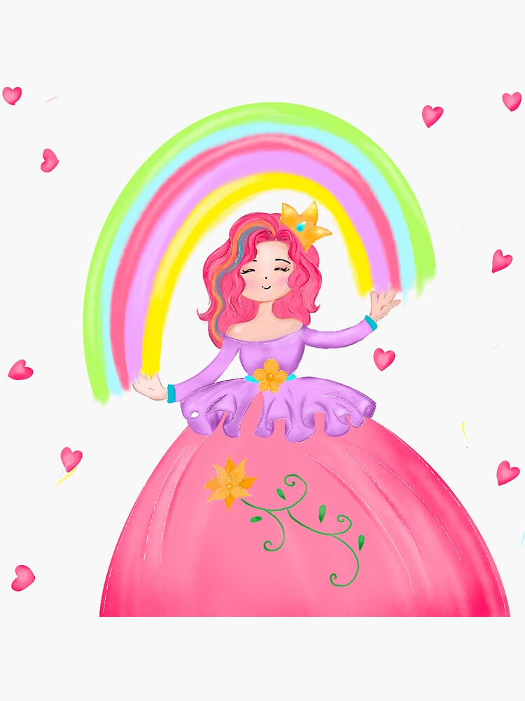 "rainbow princess" Sticker by LiliDibuja | Redbubble