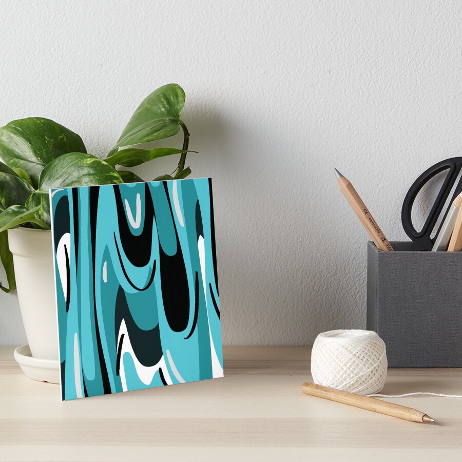 "Drippy Abstract Wave Design in Blue & Black Color Palette" Art Board ...