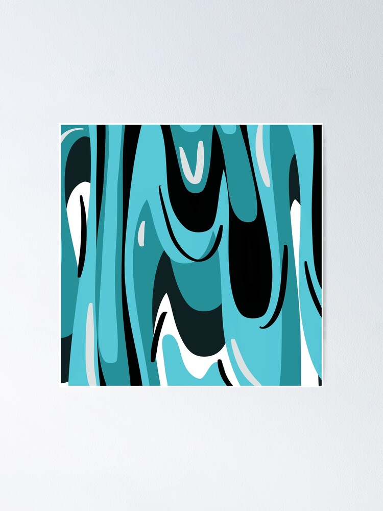 "Drippy Abstract Wave Design in Blue & Black Color Palette" Poster for ...