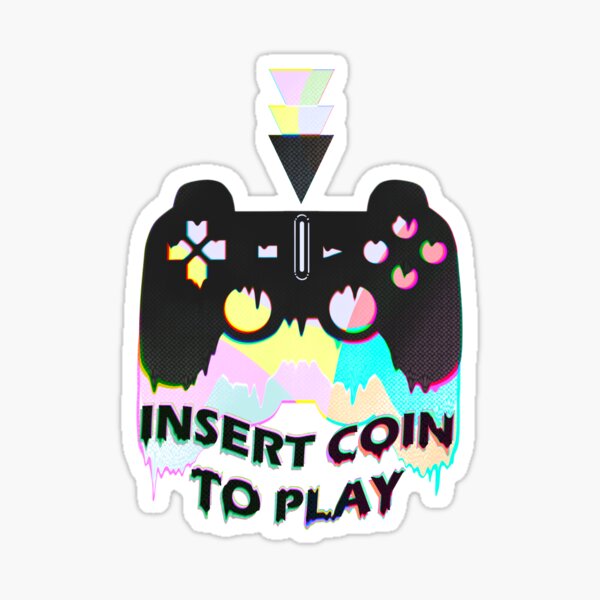 "Insert coin controller retro arcade" Sticker by Purplecubeart | Redbubble