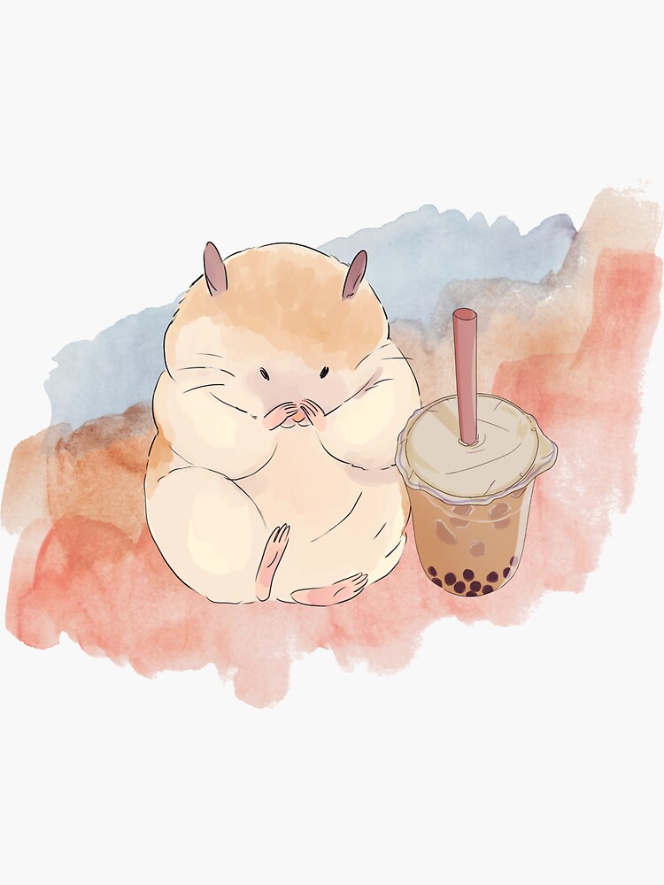"Bubble Tea Hamster" Sticker by KeAiPrints | Redbubble