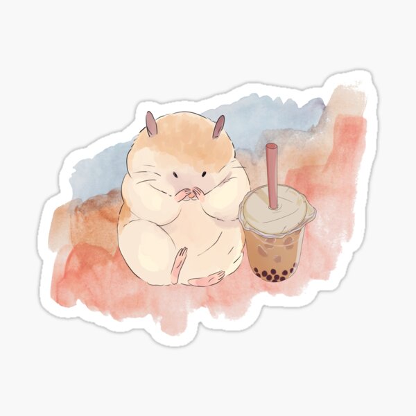 "Bubble Tea Hamster" Sticker by KeAiPrints | Redbubble