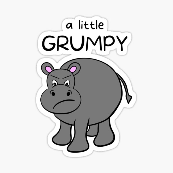 "A little Grumpy Hippo Cartoon Drawing" Sticker for Sale by SparkyMae ...