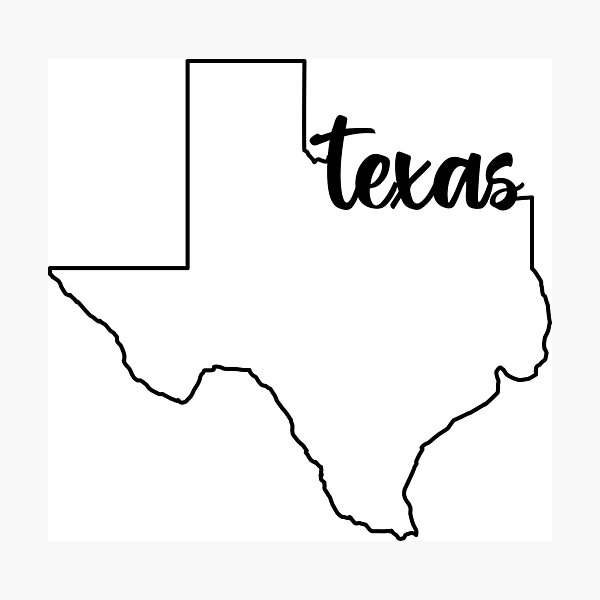 "Texas State Outline" Photographic Print for Sale by EvolvClothing ...