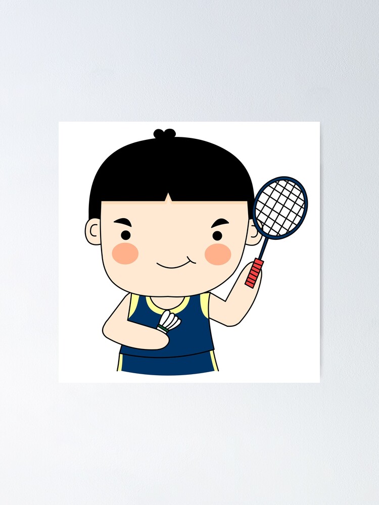 "badminton cute boy cartoon" Poster by Janjira | Redbubble