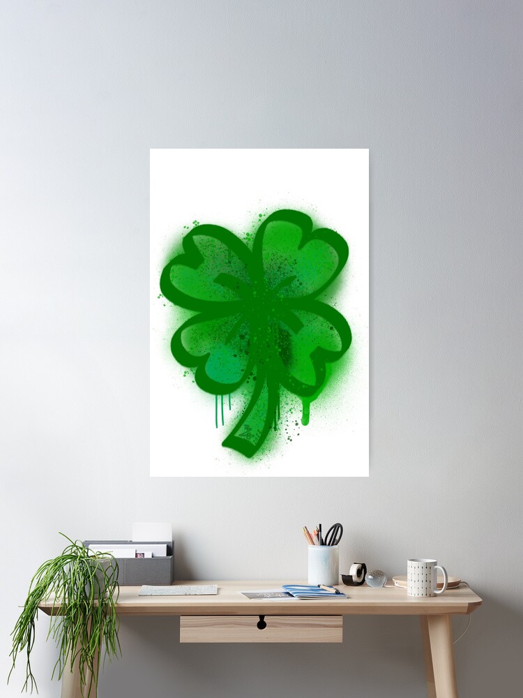"Drippy Green Lucky Shamrock Four Leaf Clover Graffiti Spray Paint v2 ...