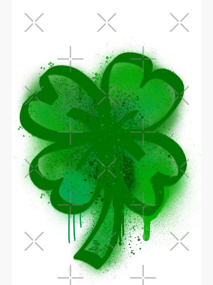 "Drippy Green Lucky Shamrock Four Leaf Clover Graffiti Spray Paint v2 ...