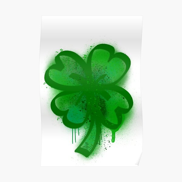 "Drippy Green Lucky Shamrock Four Leaf Clover Graffiti Spray Paint v2 ...