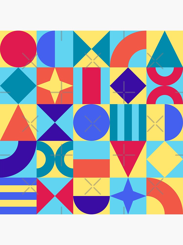 "Neo Geo Pop Art Geometric Shapes Pattern in Summer Tones" Sticker by ...