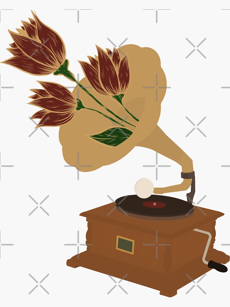 "Flower Gramophone " Sticker by HazeBeanDesigns | Redbubble
