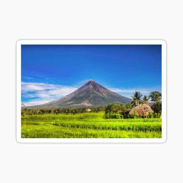 "Field with Mayon Volcano" Sticker for Sale by Pabalonshop | Redbubble
