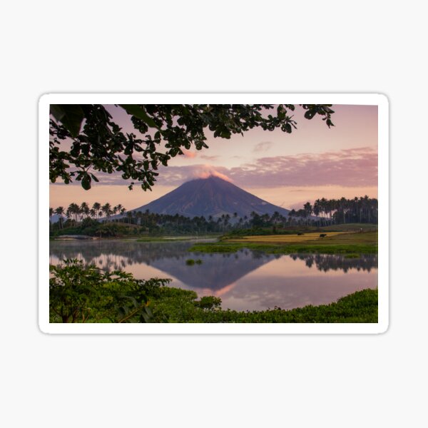 "Reflection of Mayon Volcano in the lake" Sticker for Sale by ...
