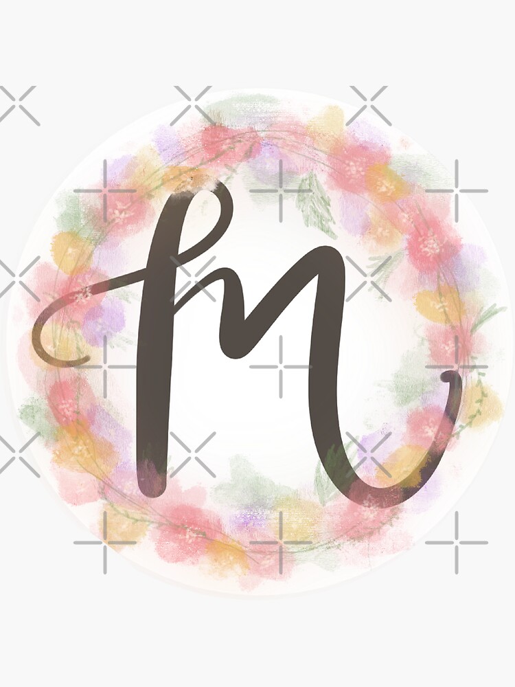 "Floral M Monogram" Sticker by PixieDustedShop | Redbubble
