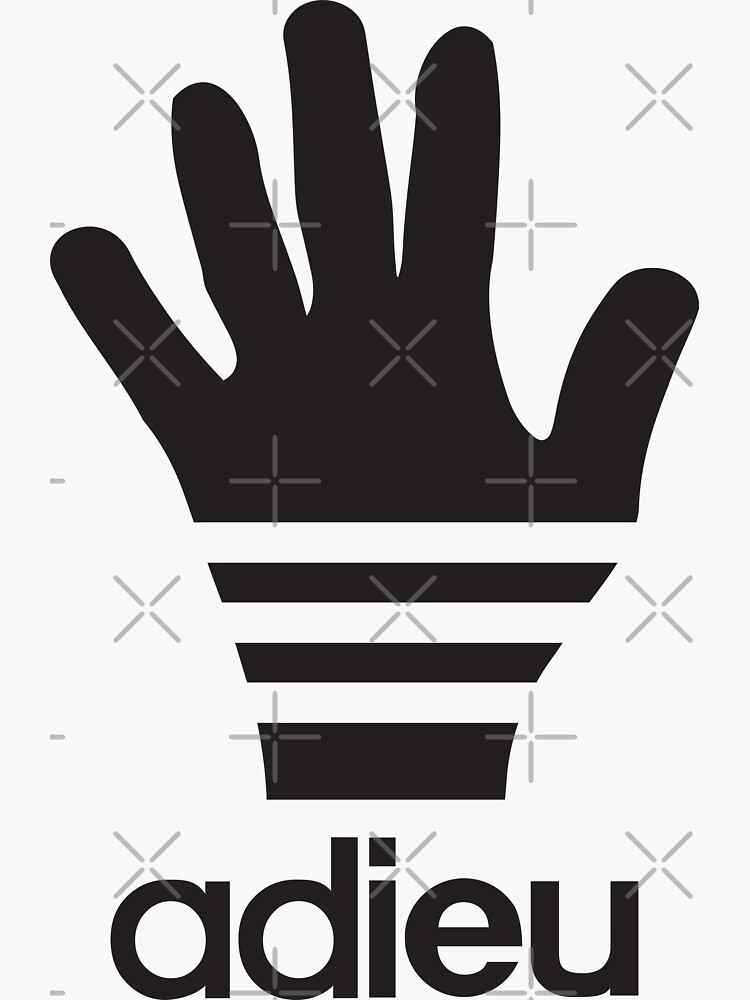 "Adieu parody logo" Sticker for Sale by knappidesign | Redbubble