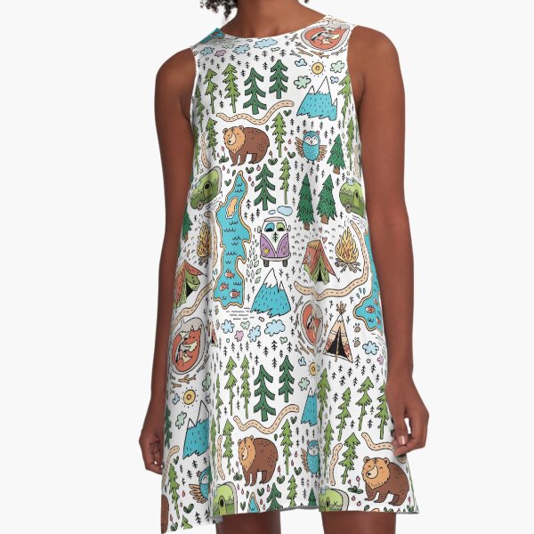 "Happy map" A-Line Dress for Sale by PenguinHouse | Redbubble