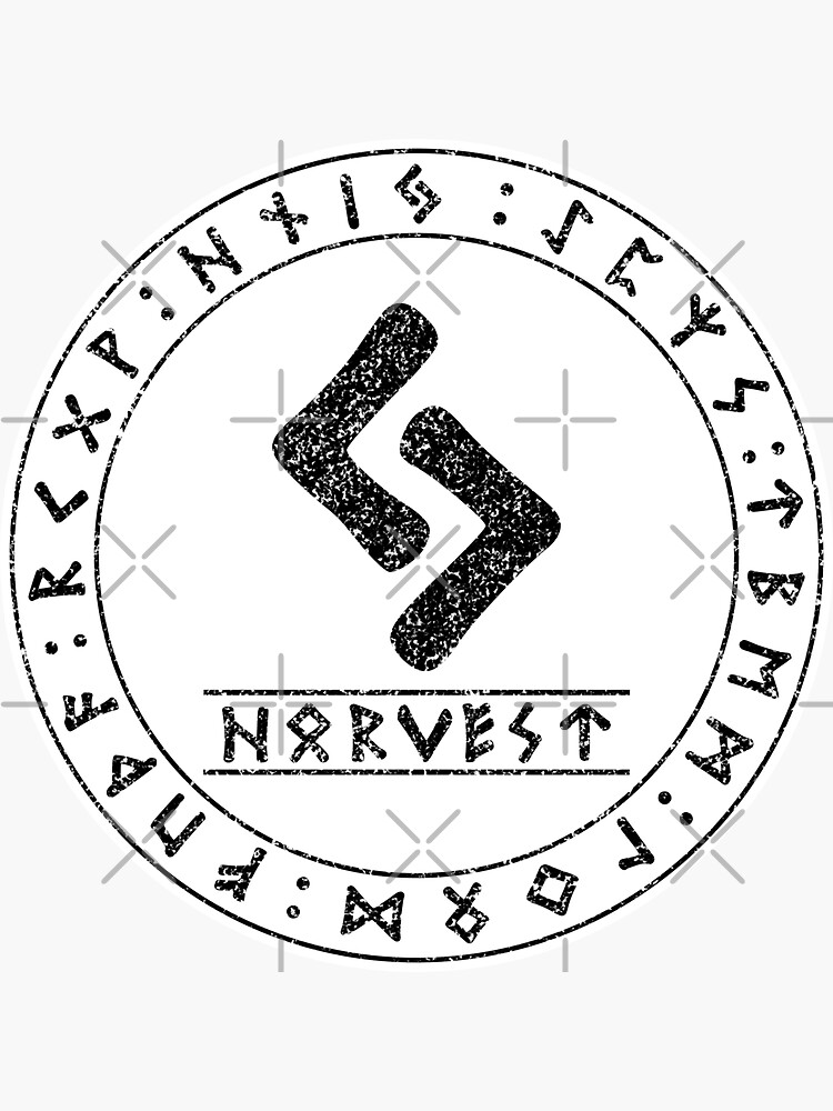 "Rune symbol of Year Jera. Old stamp of the vikings rune circle ...