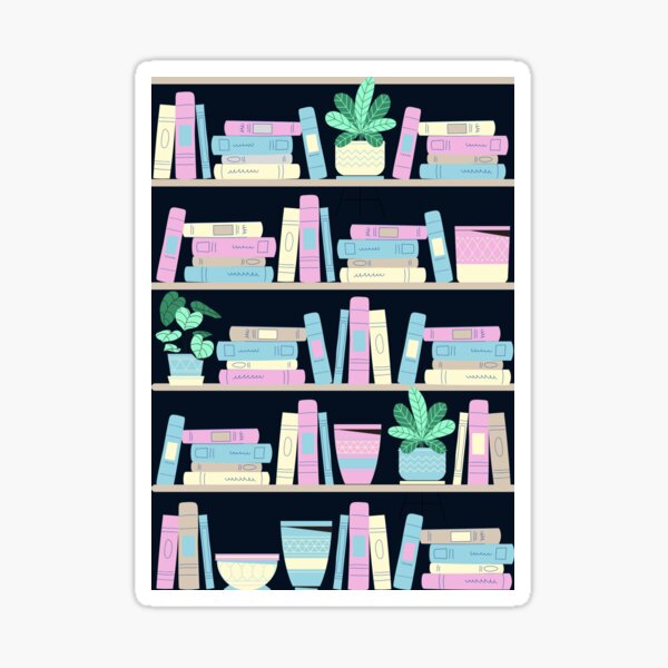 "Bookshelves on Black" Sticker by Jack-and-Winnie | Redbubble