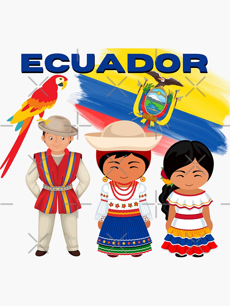Pegatina «Un pueblo una nación un Ecuador, vestimenta tradicional ecuatoriana» de AbramStudio ...