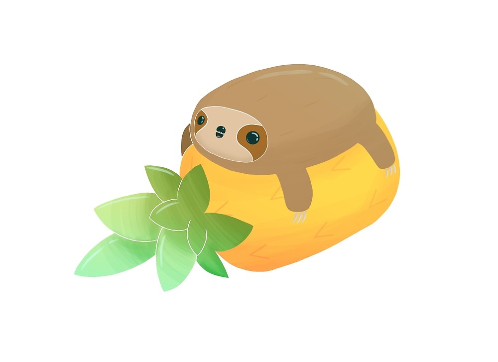 "Pineapple Sloth" by HalfUp | Redbubble