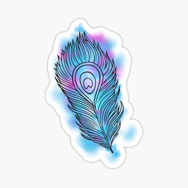 "Line art feather." Sticker for Sale by TheMoodyQueen | Redbubble