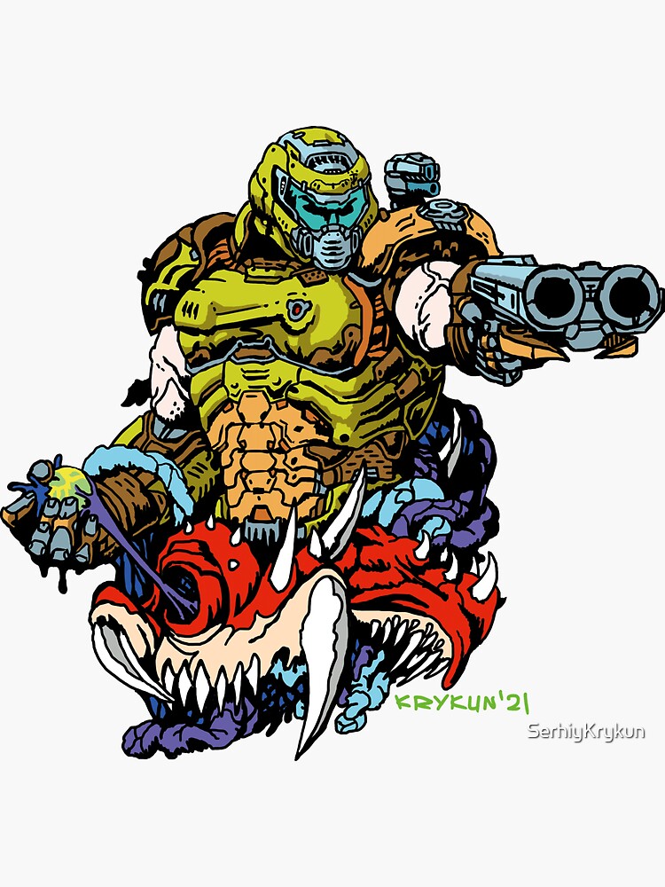 "Doomguy" Sticker by SerhiyKrykun | Redbubble