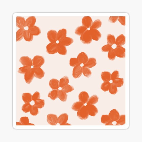 "Vintage 60s Flowers in Burnt Brick Orange" Sticker by cadinera | Redbubble