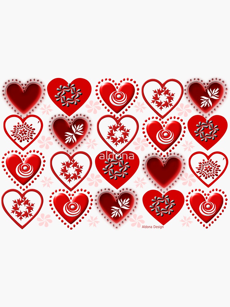 "red heart pattern " Sticker by aldona | Redbubble