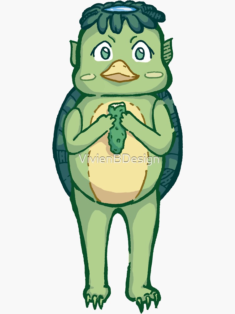 "Cute Kappa Yokai #1" Sticker for Sale by VivienBDesign | Redbubble
