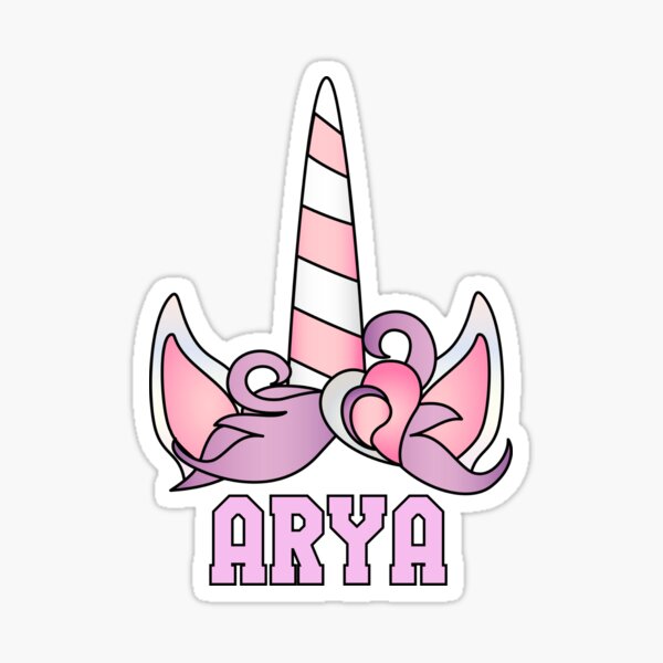 "Arya. Pink and purple unicorn personalized Arya name" Sticker for Sale ...