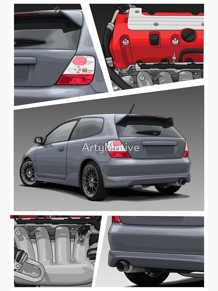 "Civic Ep3 X K20 Engine" Sticker for Sale by ArtyMotive | Redbubble