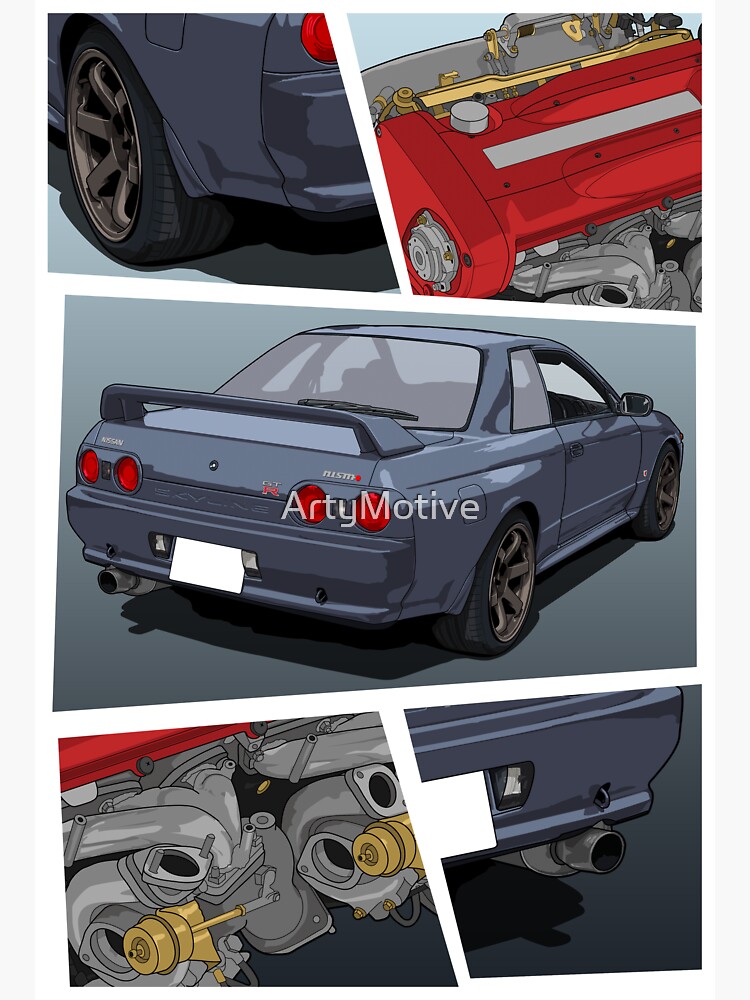"R32 skyline X Rb26 Engine " Sticker for Sale by ArtyMotive | Redbubble