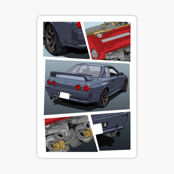 "R32 skyline X Rb26 Engine " Sticker for Sale by ArtyMotive | Redbubble