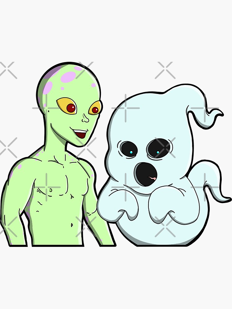 "Buff Alien and Ghost" Sticker by Evans1998 | Redbubble