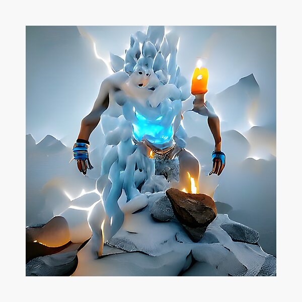 "016 - full body, titan - generated digital artwork - Ice titan man on ...