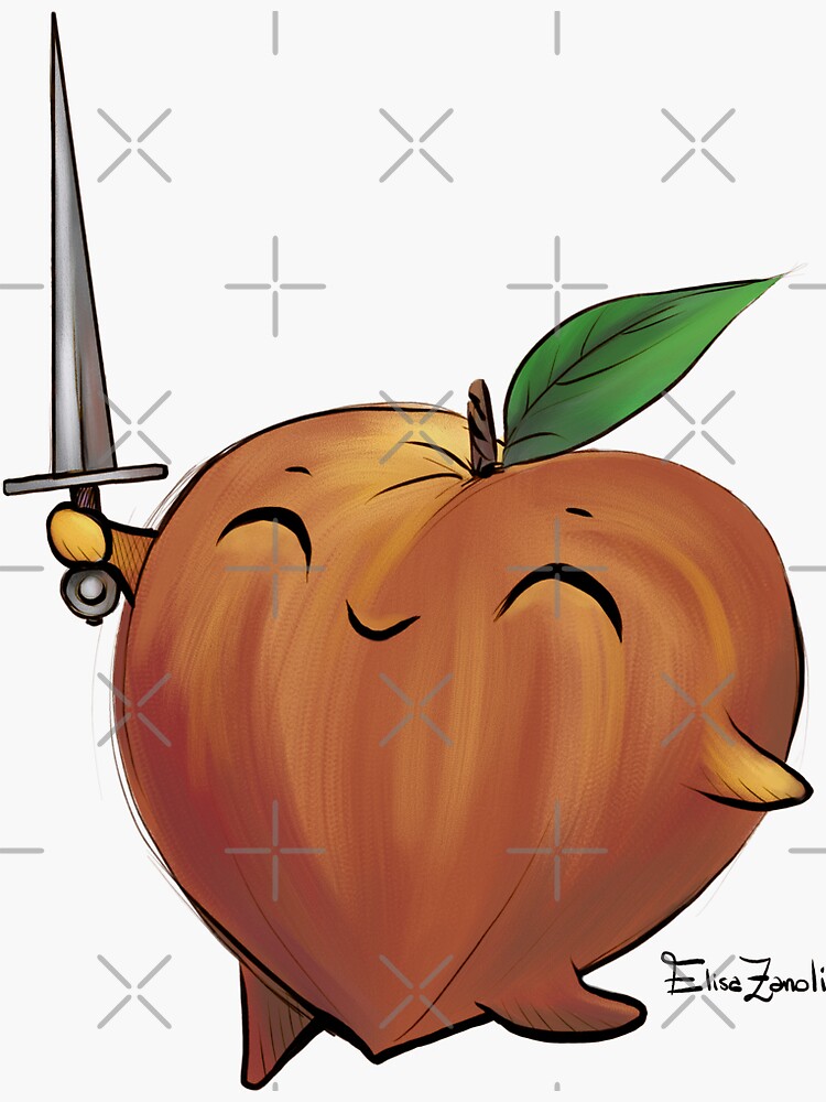 "Fighting Fruits - Peach" Sticker for Sale by ElisaZanoliArt | Redbubble