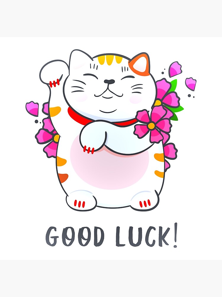 "Cute cat good luck and happiness colourful design" Poster by danmsimi ...