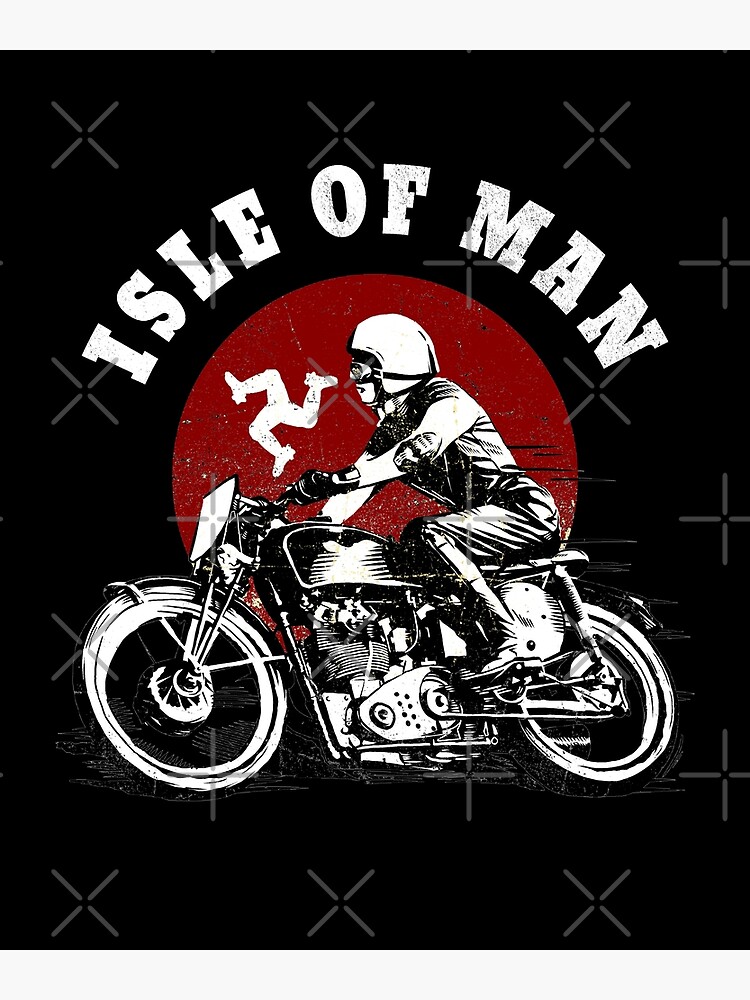 "Isle Of Man Races Motorcycle Biker Manx Flag Road Races Vintage Red ...