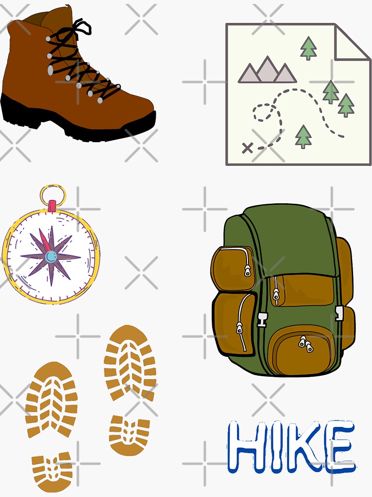 "Hiking sticker pack set of 6. Hiking theme magnets. Hike sticker 6 ...