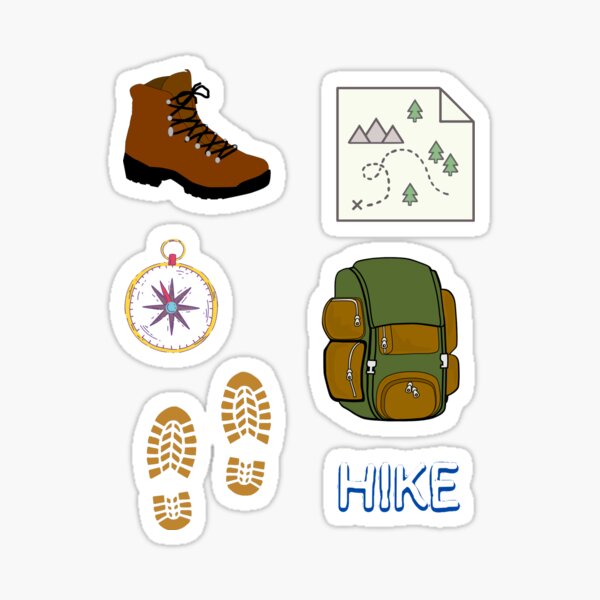 "Hiking sticker pack set of 6. Hiking theme magnets. Hike sticker 6 ...