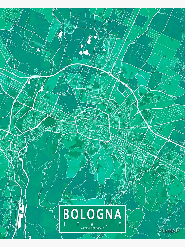 "Bologna City Map of Emilia-Romagna, Italy - Watercolor" Poster for ...