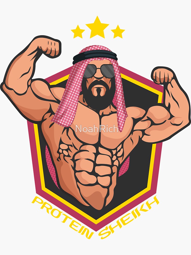 "Protein Sheikh Funny Arab Protein Shake Bodybuilder" Sticker by ...