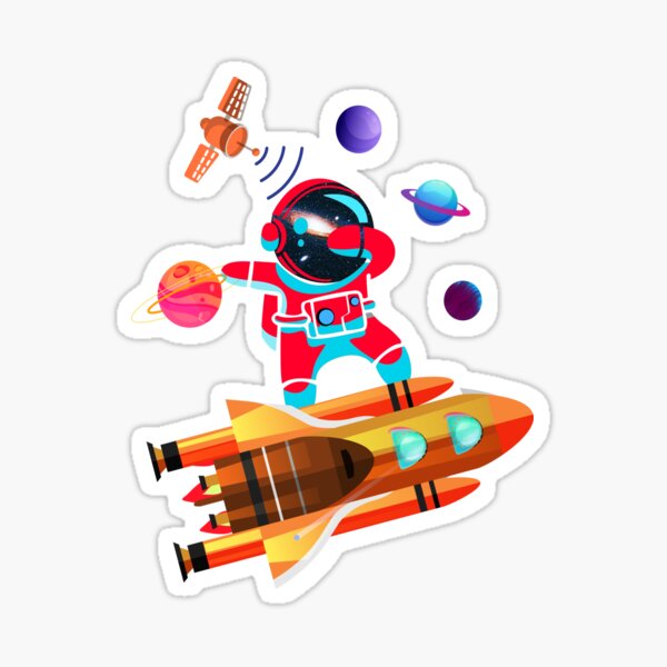 "astronaut rocket surfing - lets DAB" Sticker by azentastic | Redbubble