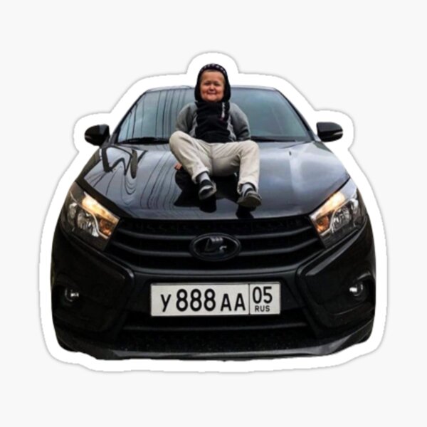 "Hasbulla Sitting On Car Like A Boss" Sticker by BitternotMeme | Redbubble