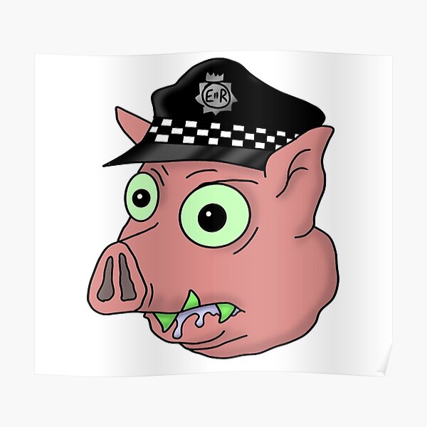 "Metropolitan Police Pig Illustration Orange" Poster for Sale by ...