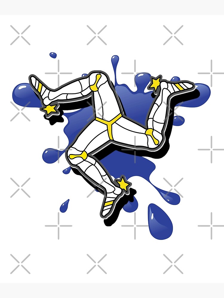 "Isle Of Man Manx Flag 3 Legs Of Man Traditional Celtic BLUE Splash ...