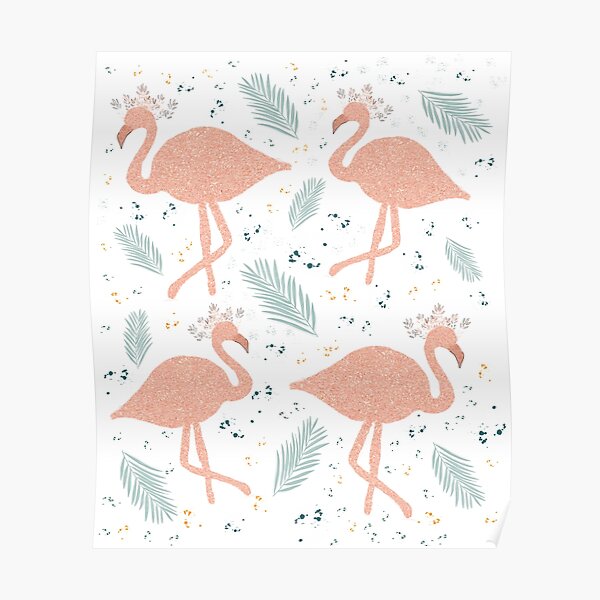 "Elegant Rose gold flamingo patterns " Poster for Sale by Shaimaa1 ...