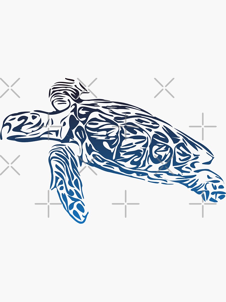 "Turtle Tribal Tattoo Illustration Linework" Sticker by CosyDigitArt ...