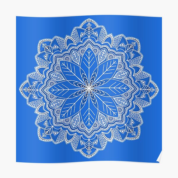 "Blue white flower mandala" Poster for Sale by AbiWynne79 | Redbubble