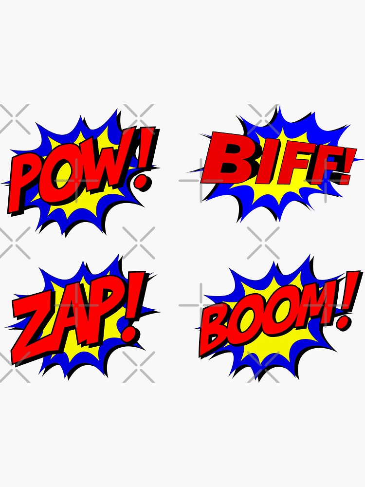 "pow biff zap boom" Sticker by sammtexx | Redbubble